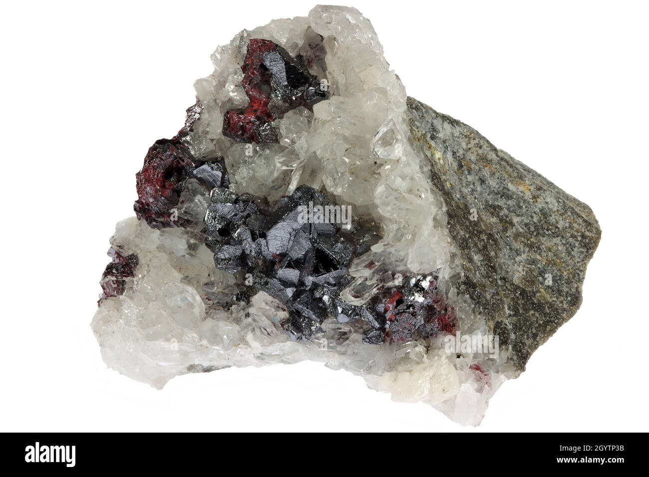 cinnabar on matrix from Hunan, China isolated on white background Stock ...