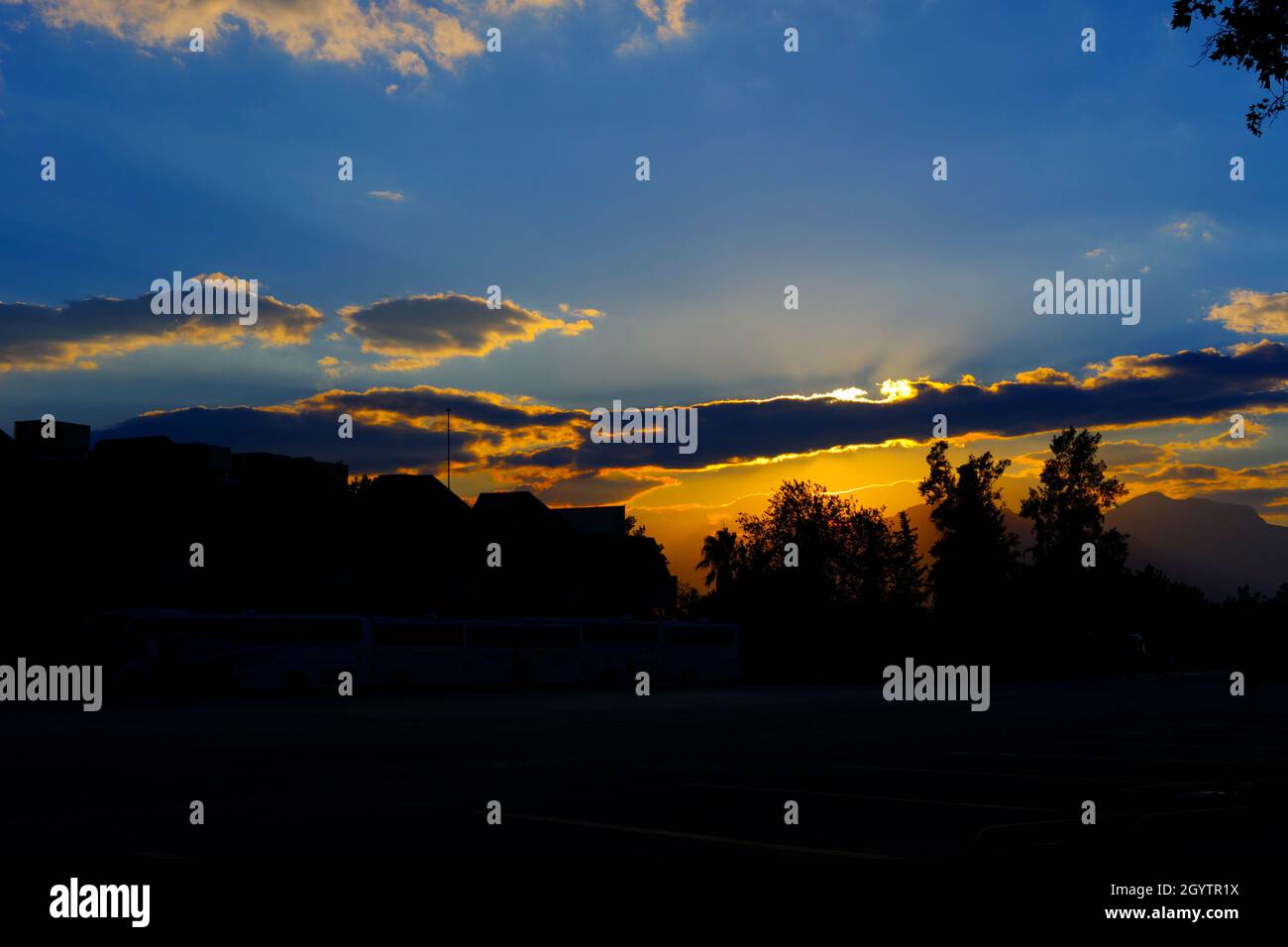 Beautiful sunset over trees hi-res stock photography and images - Alamy