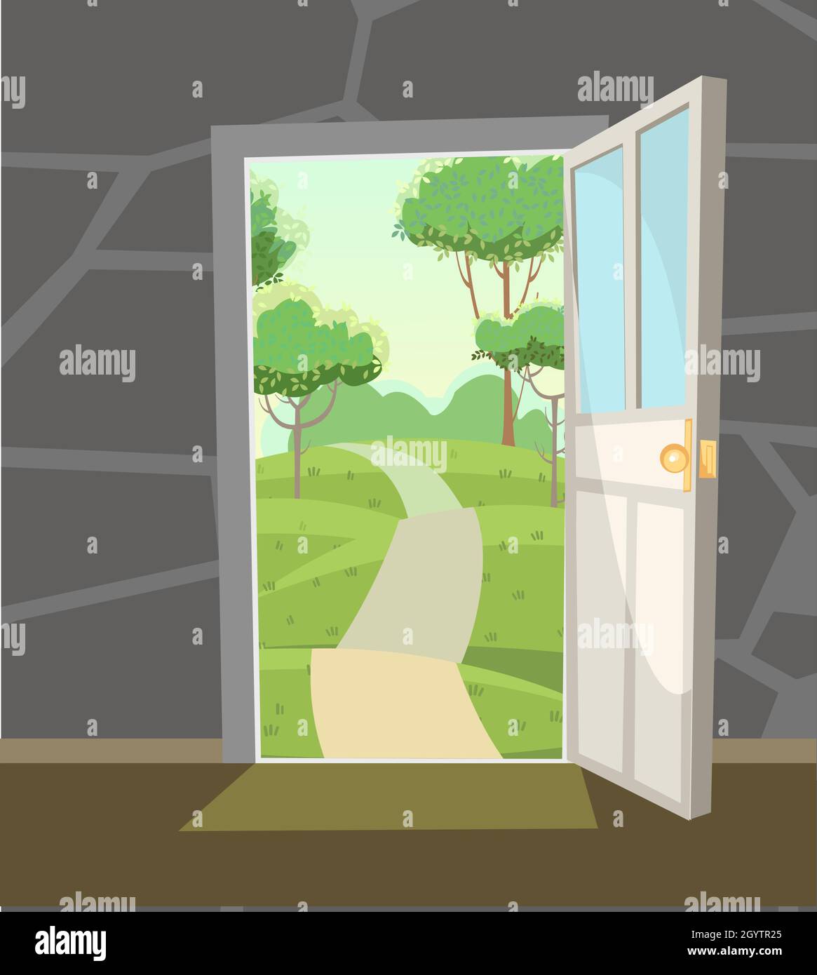 View road stone wall Stock Vector Images - Alamy