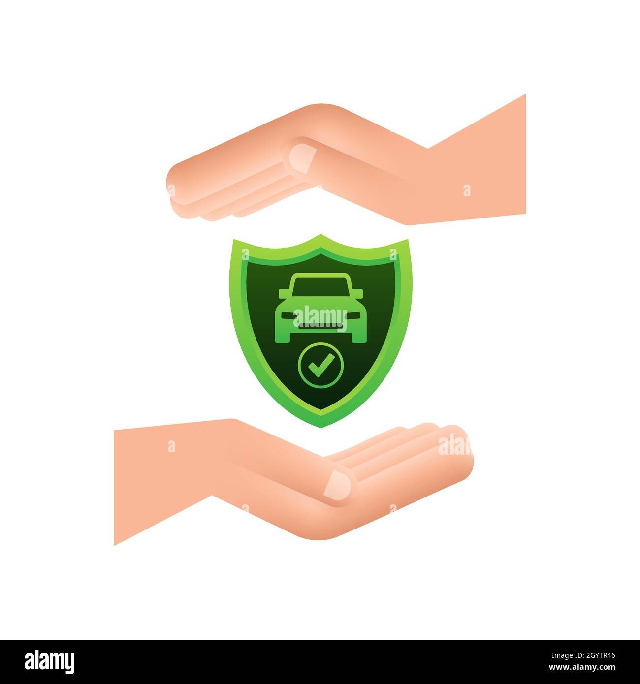 Car insurance contract document over hands. Shield icon. Protection ...