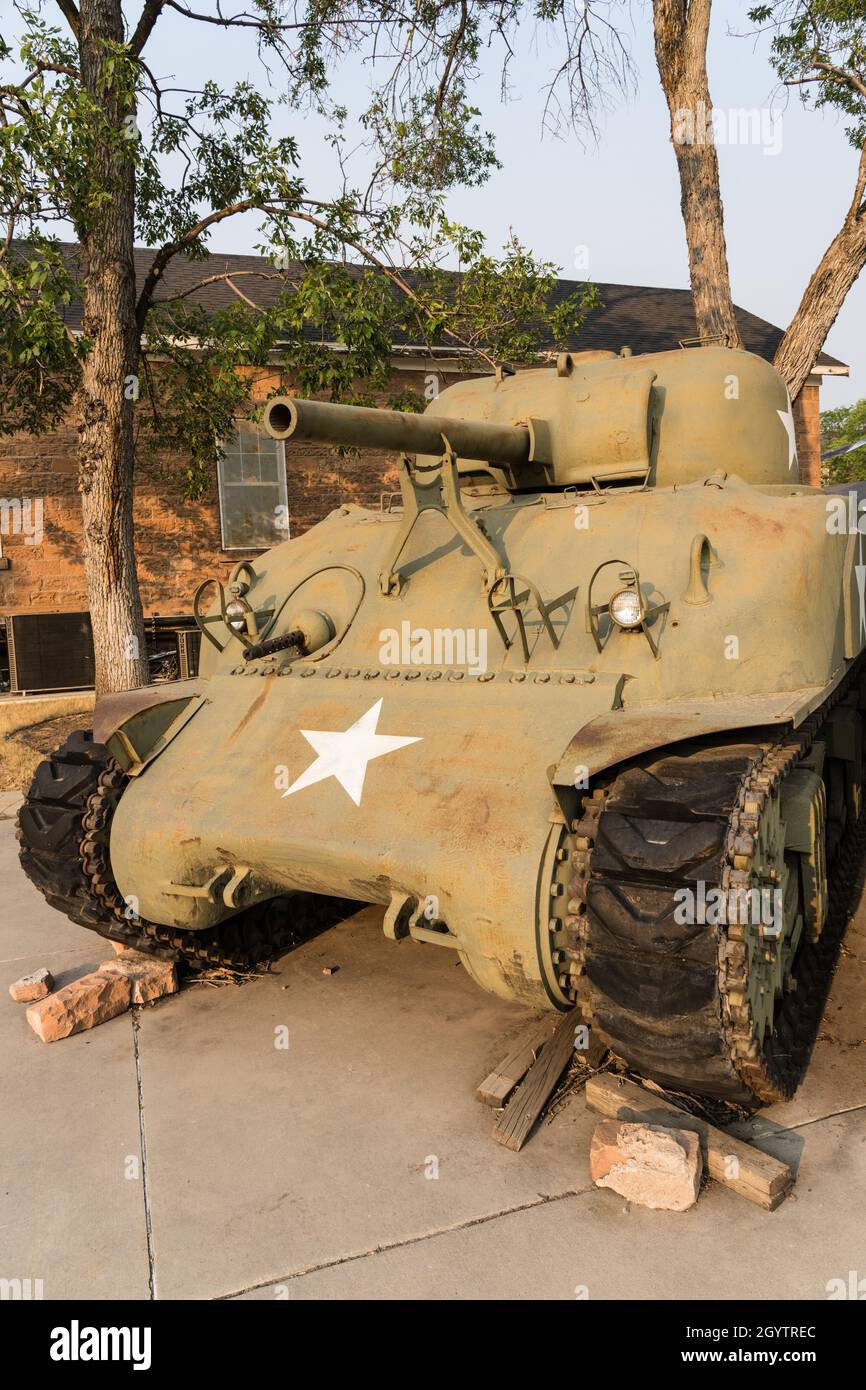 A U.S. Army M4 Sherman tank from World War II in the Fort Douglas ...