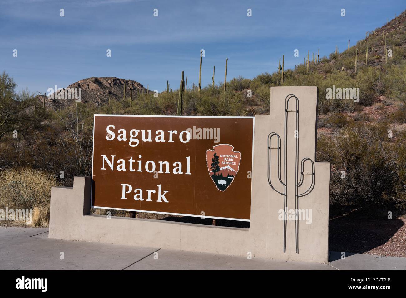Entrance sign for the Saguaro West - Tucson Mountain District, Saguaro ...