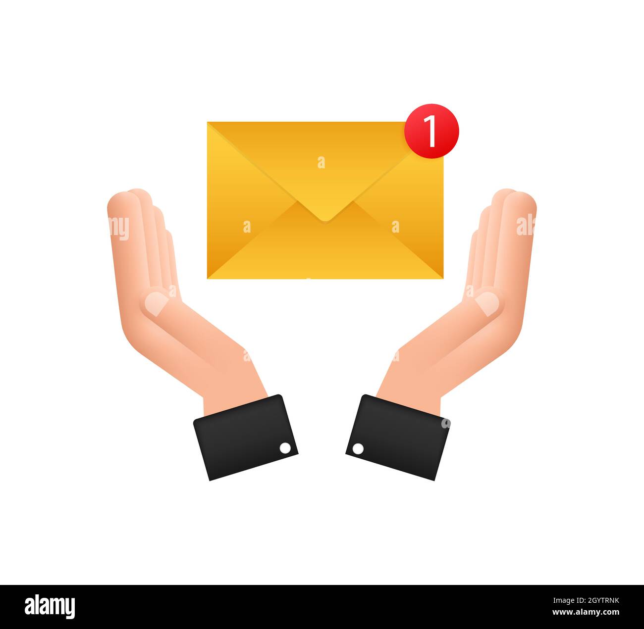 Email notification concept with hands. New email. Vector illustration ...