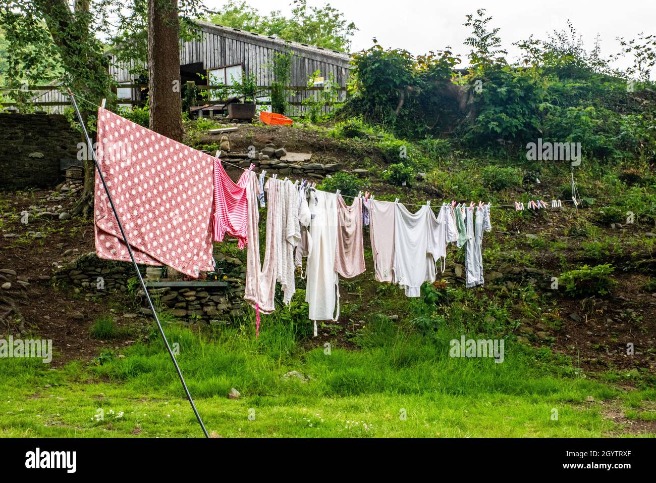 Clean clothes on a washing line Stock Photo - Alamy