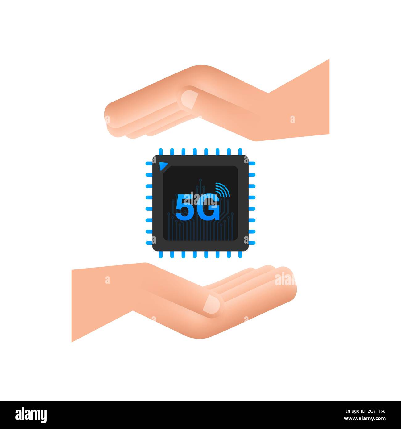 5G eSIM Embedded SIM card with hands icon symbol concept. new chip ...