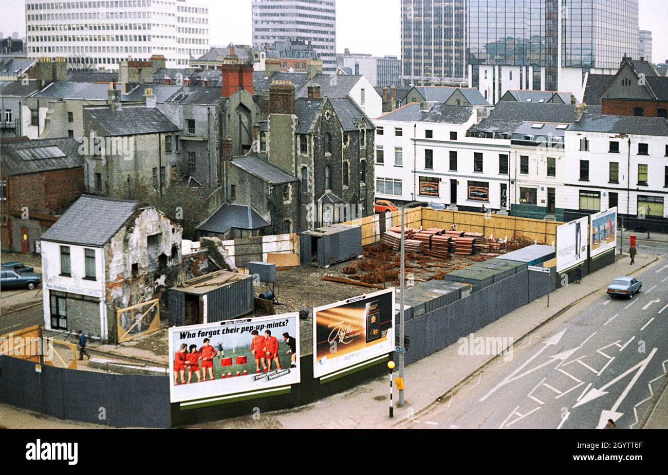 Cardiff 1985 city centre redevelopment of Bridge St adjoining Charles ...