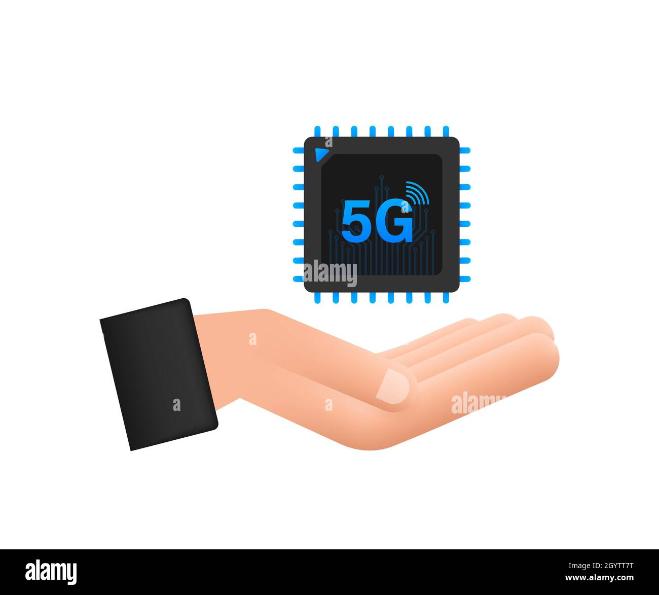 5G eSIM Embedded SIM card with hands icon symbol concept. new chip ...