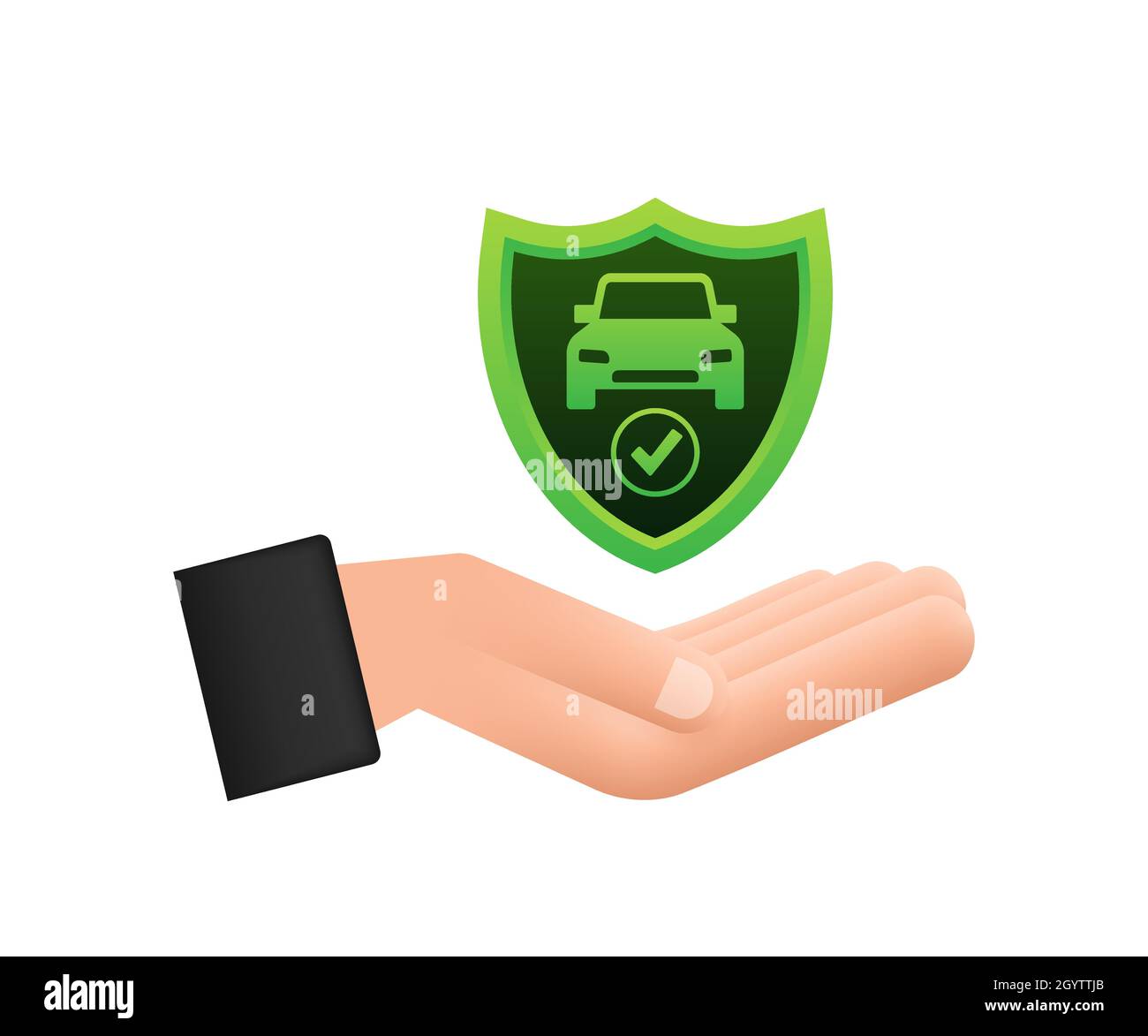 Car insurance contract document over hands. Shield icon. Protection ...
