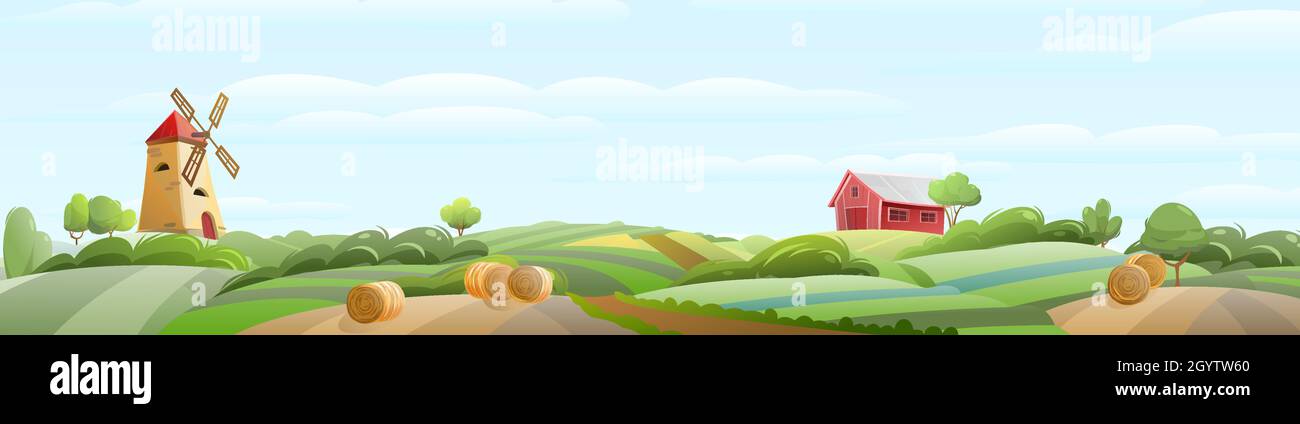 Cartoon Farm Landscape