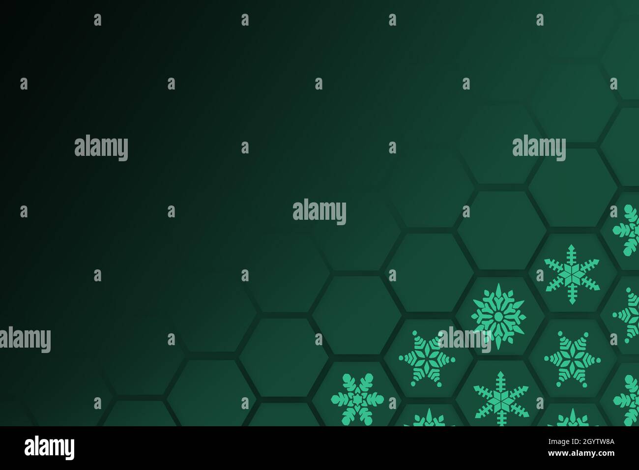 Green gradient octagon background with snowflakes Stock Photo - Alamy