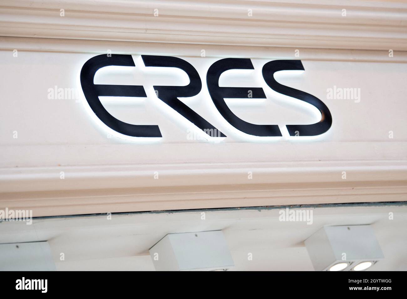 A shop sign of ERES, on September 27 2021 in Moscow, Russia. Photo by ...