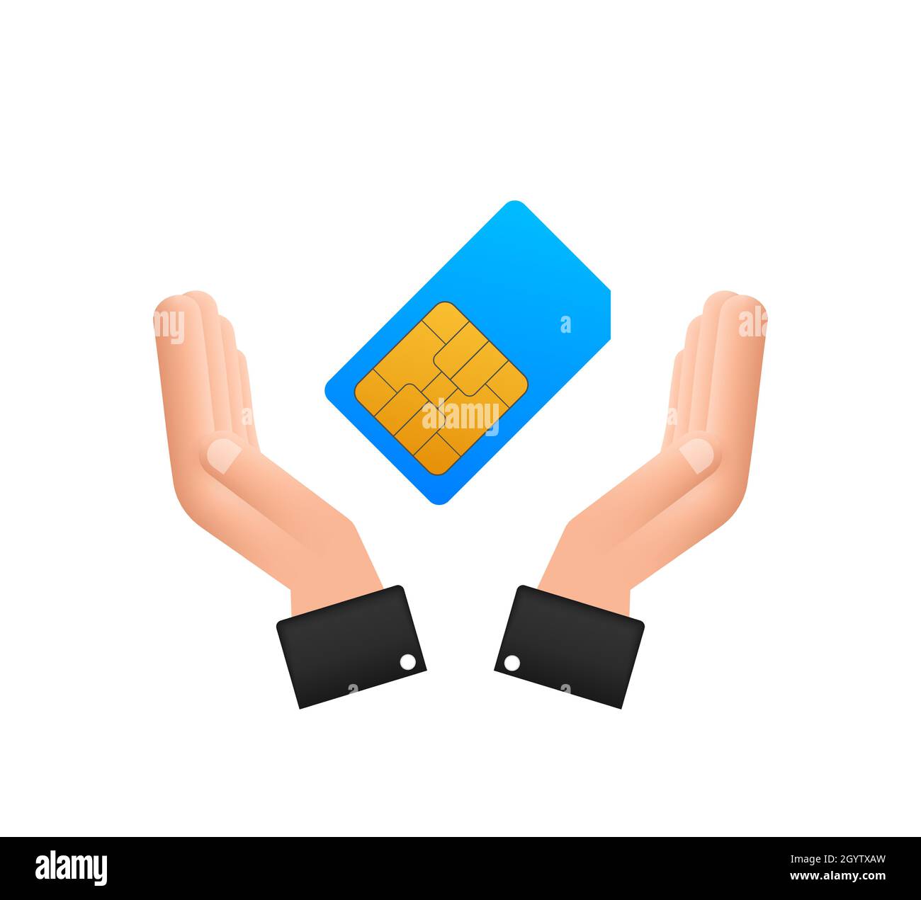 Vector Mobile Cellular Phone Sim Card in hands. Chip Isolated on white ...