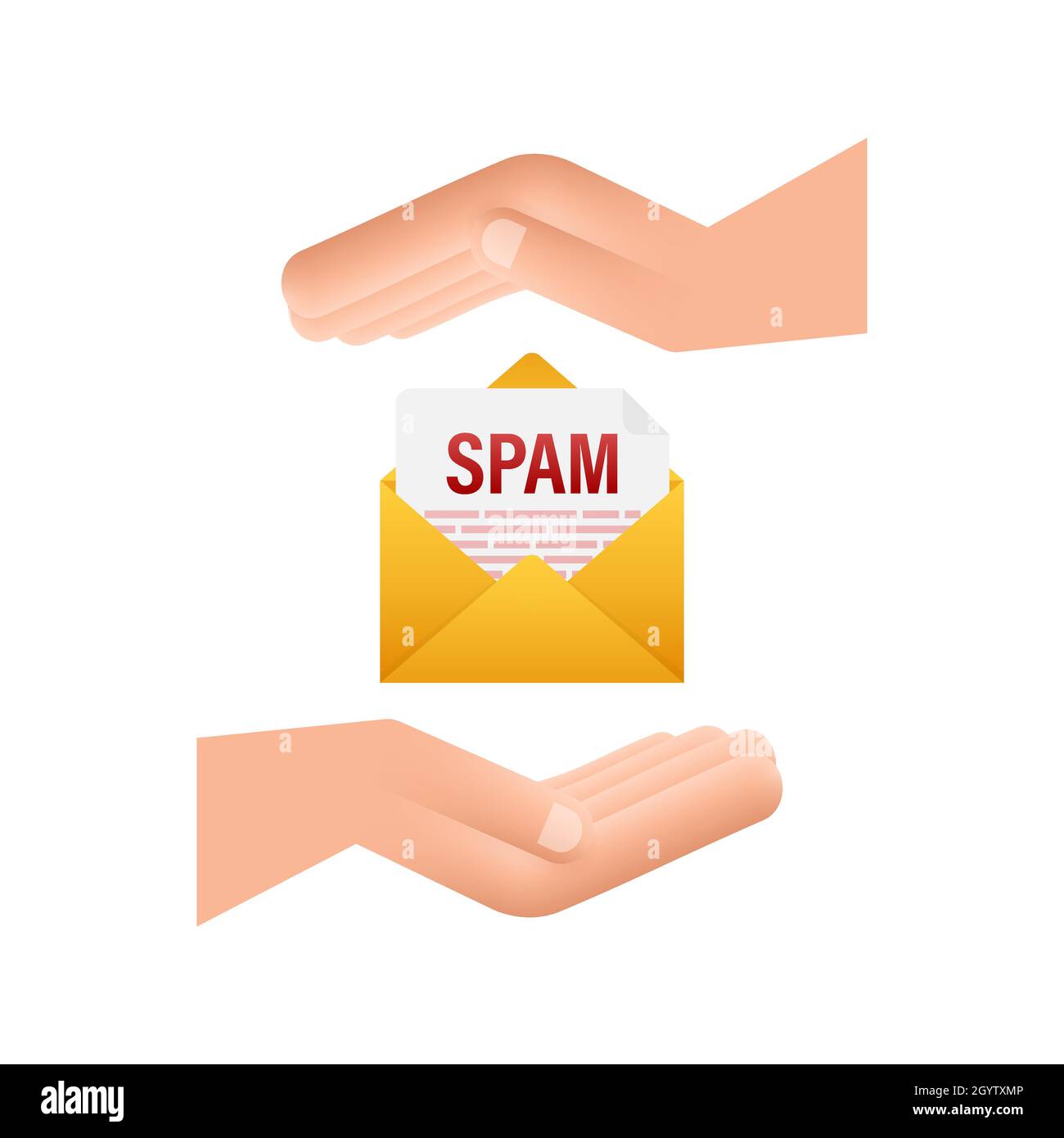 No spam sign in hands. Spam Email Warning. Concept of virus, piracy ...