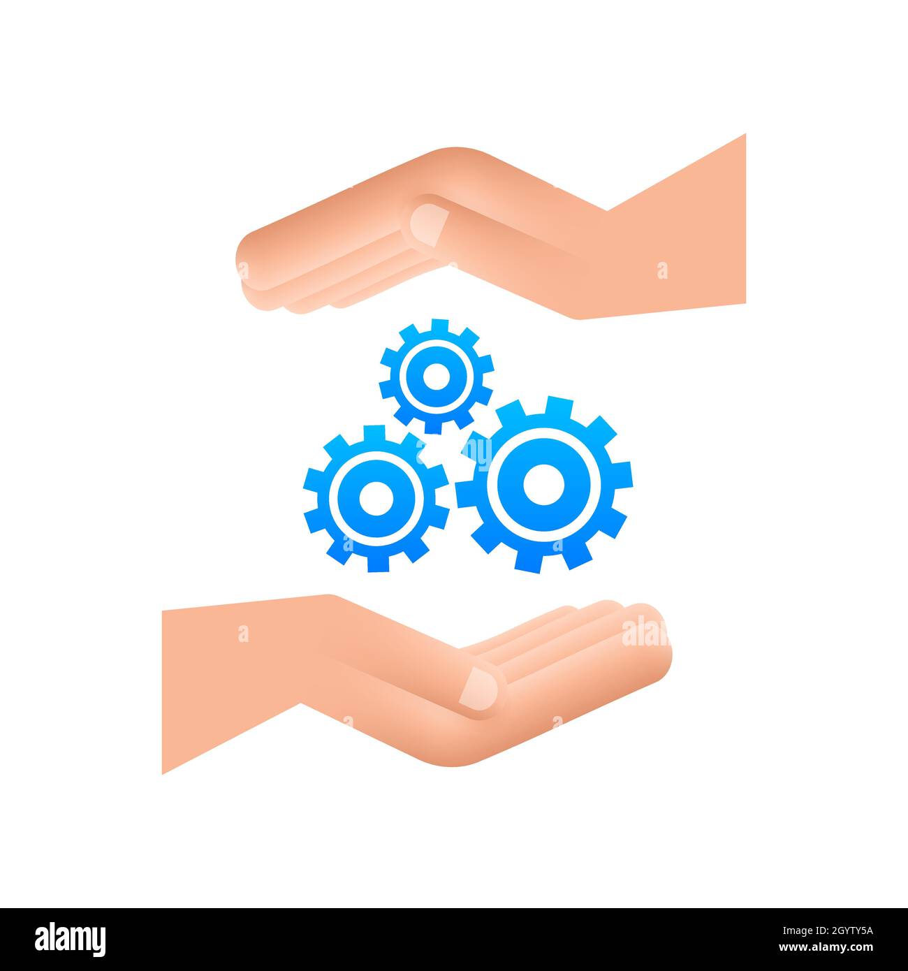 System software update or upgrade concept with hands. Banner new update ...