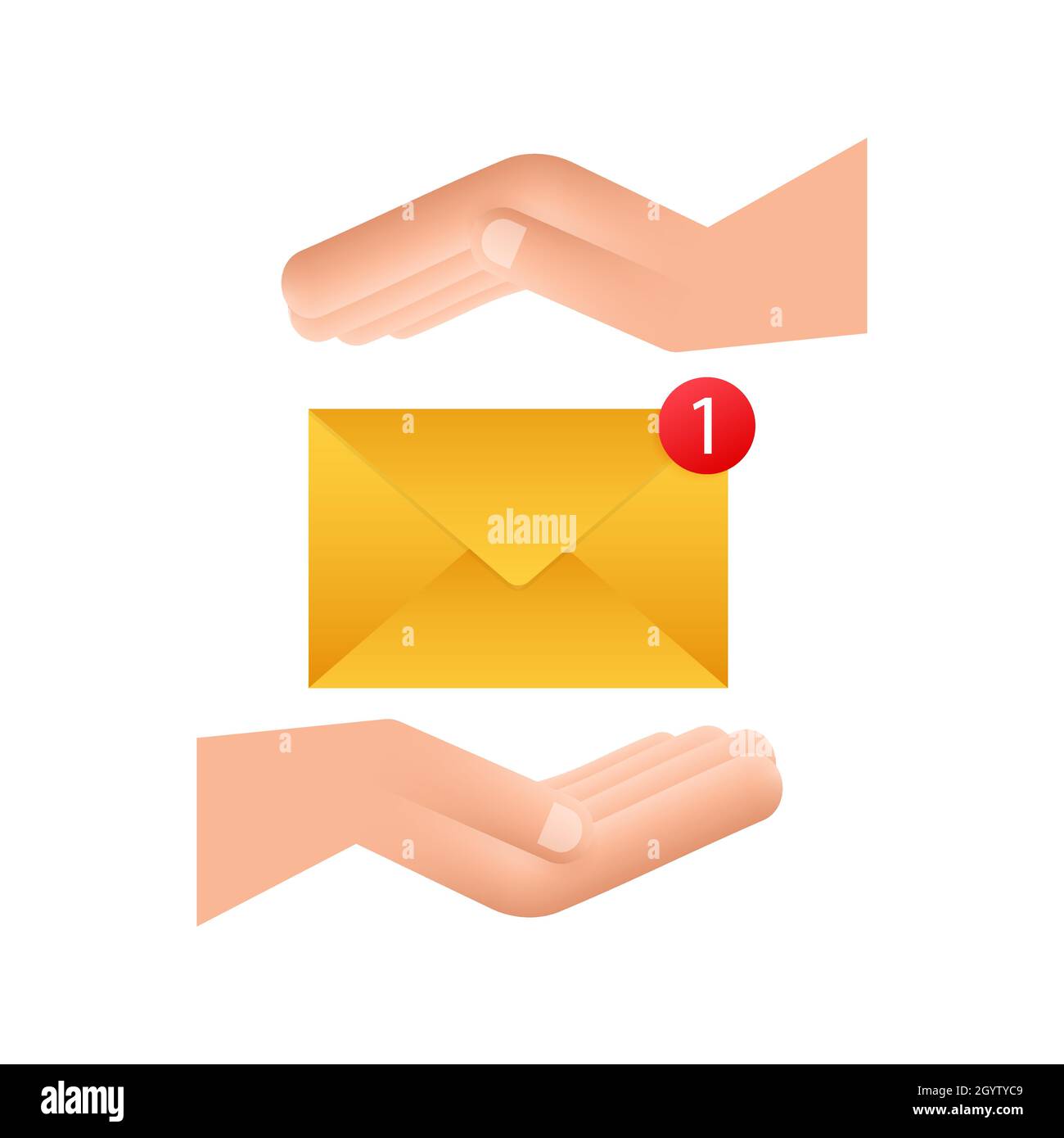 Email notification concept with hands. New email. Vector illustration ...