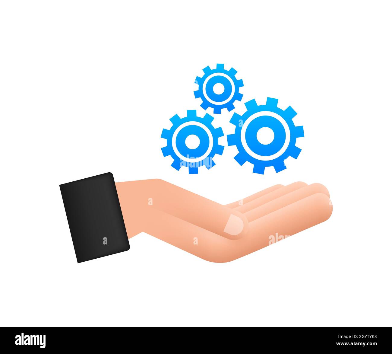 System software update or upgrade concept with hands. Banner new update ...