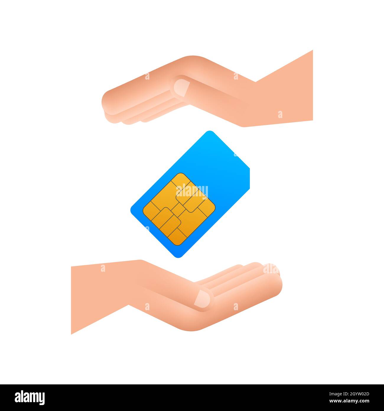 Vector Mobile Cellular Phone Sim Card in hands. Chip Isolated on white ...