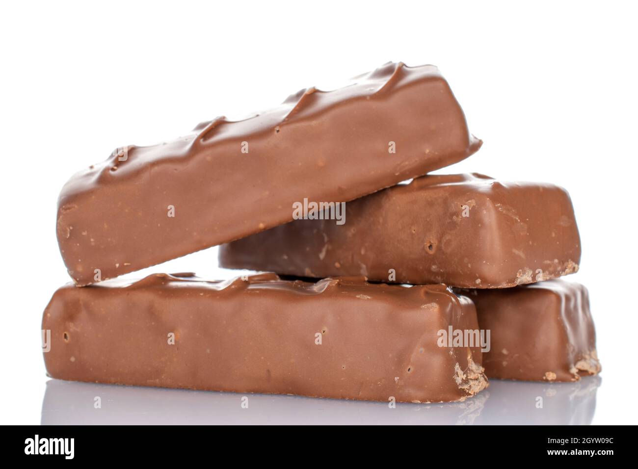 Four sweet chocolate bars, close-up, isolated on white Stock Photo - Alamy