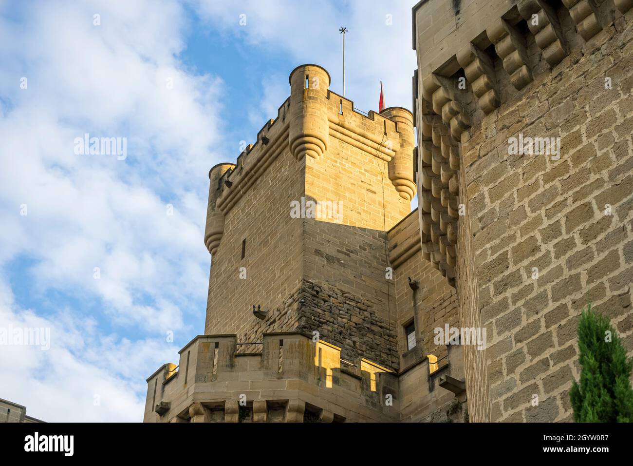 Tower, Medieval castle of the City of Olite in Navarra, Spain. Wall ...