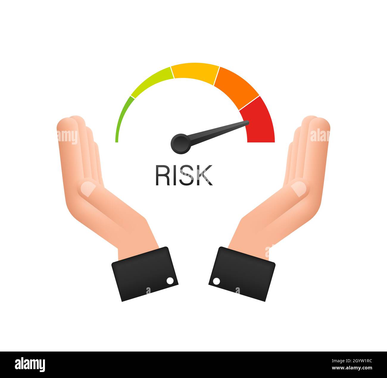 Risk icon on speedometer in hands. High risk meter. Vector stock ...
