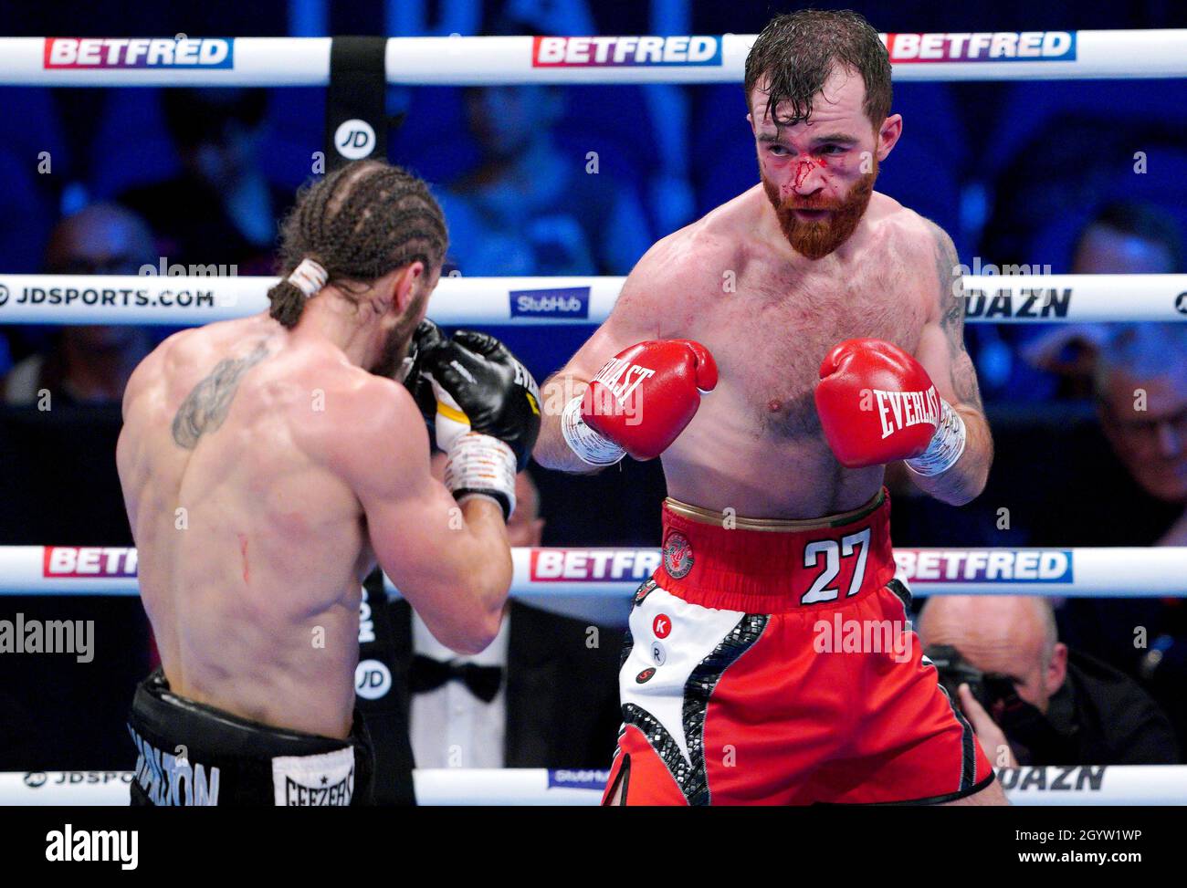 Luke Willis (right) in action against Rylan Charlton during the English ...