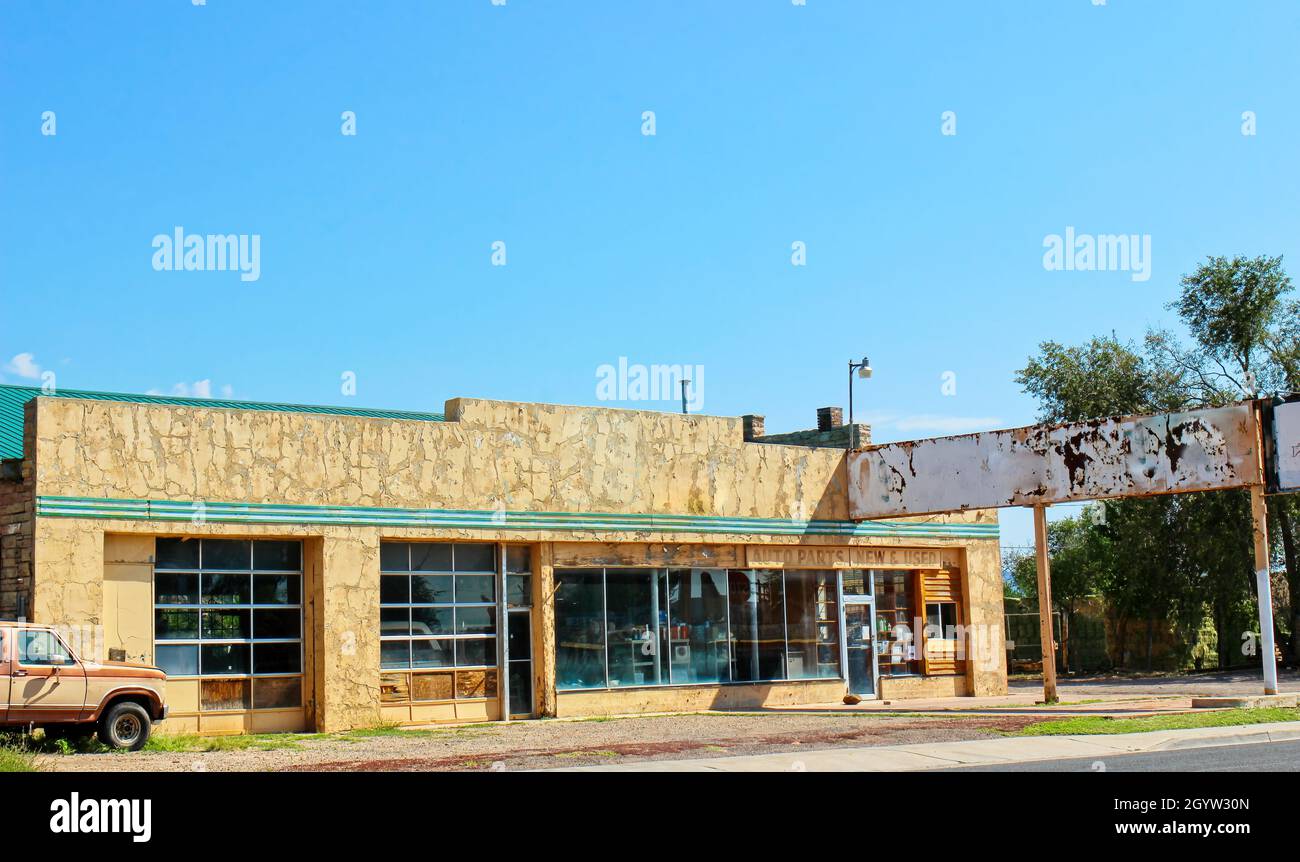 Abandoned Commercial Store Front Building With Rusty Signage Stock ...