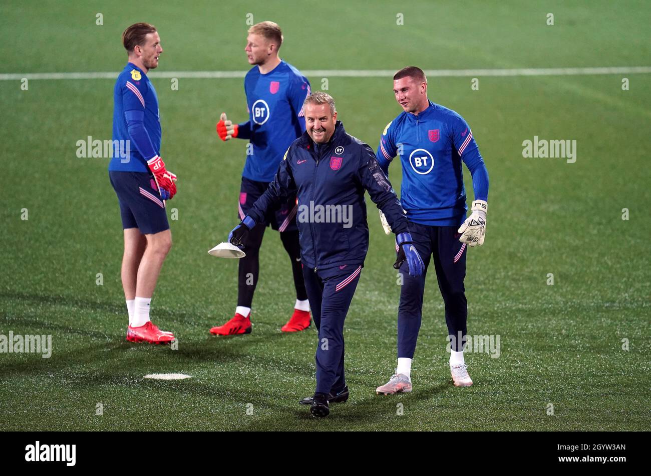 England goalkeeper Sam Johnstone (right) and goalkeeping coach Martyn ...