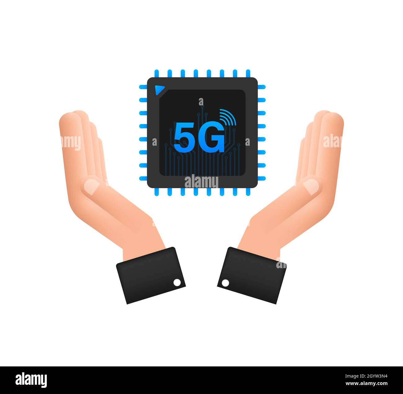 5G eSIM Embedded SIM card with hands icon symbol concept. new chip ...