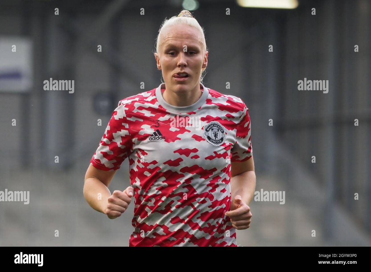 Leigh, UK. 09th Oct, 2021. Maria Thorisdottir (3 Manchester United ...
