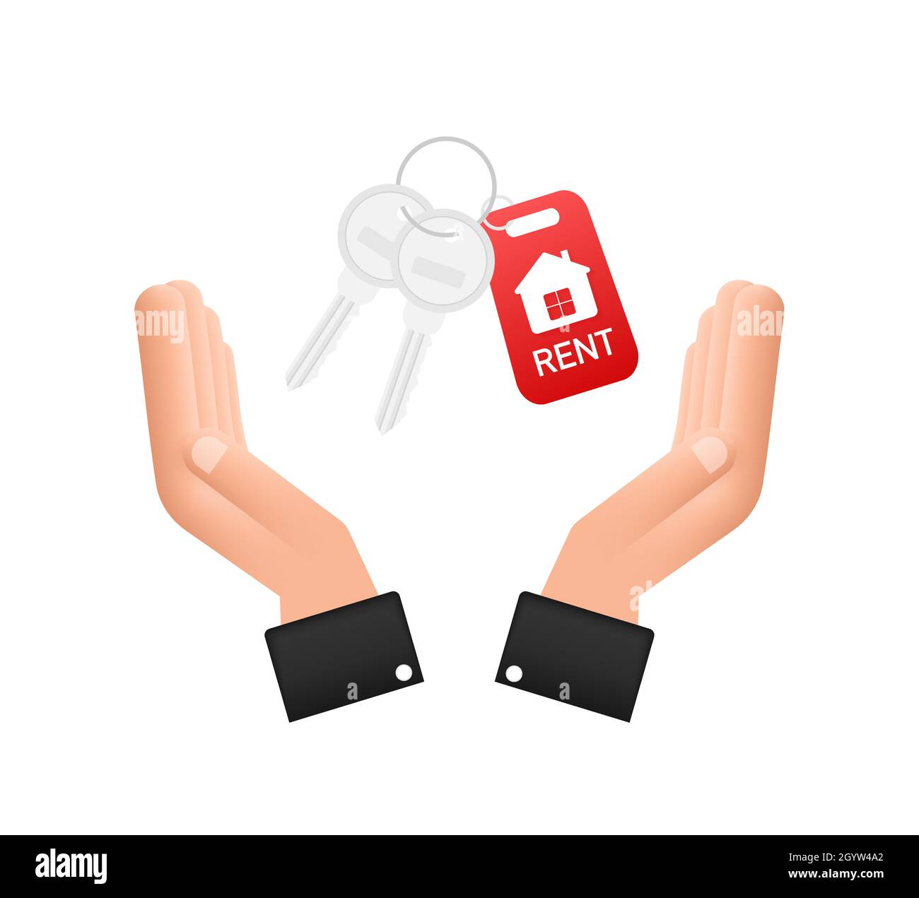 Just sold keys handing over hand on white background. Vector stock ...