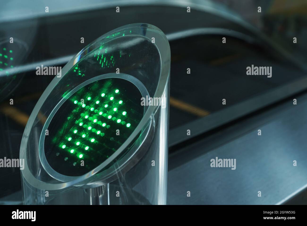 Green arrow of LED indicators indicating the direction of movement on ...