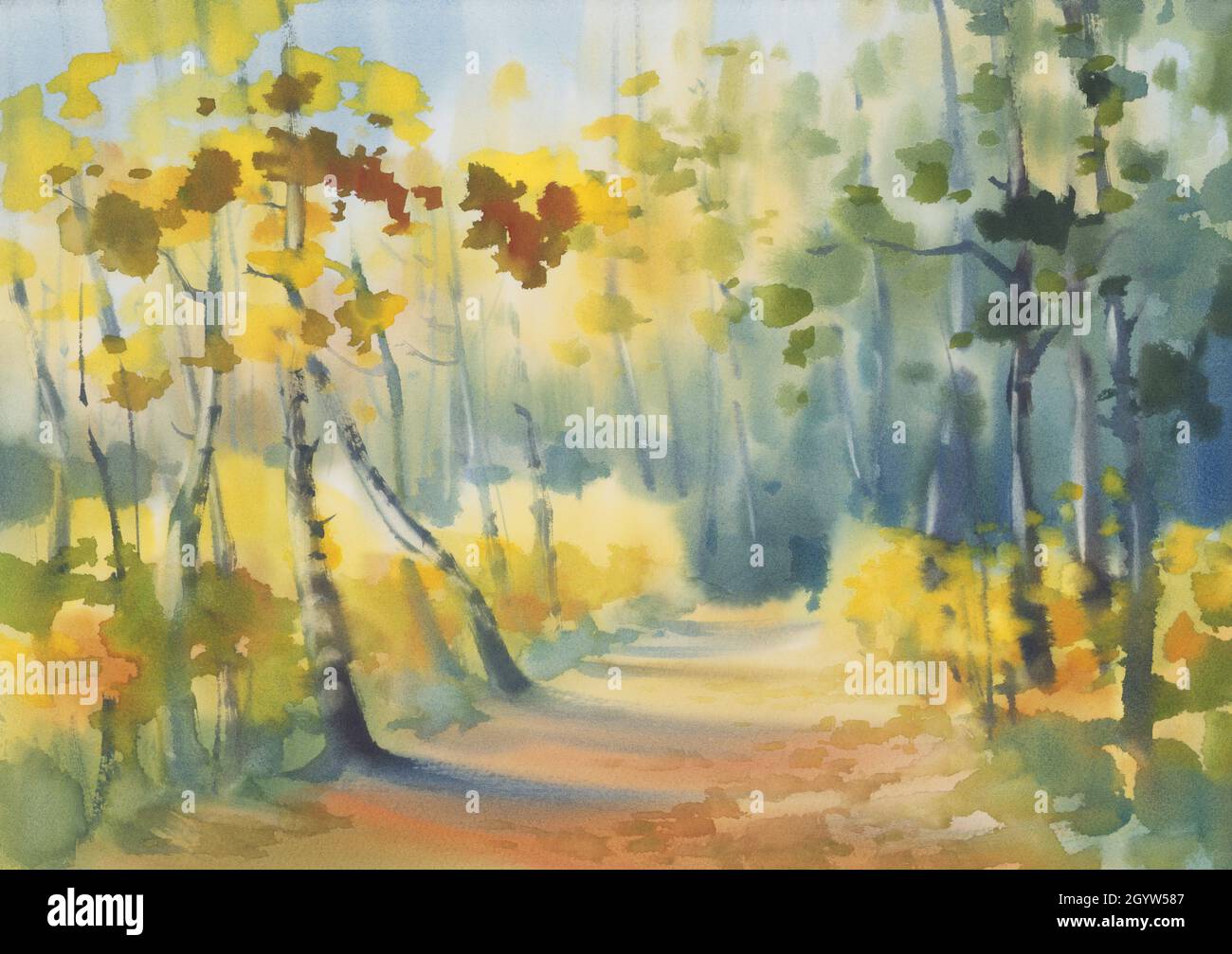 Watercolor landscape path hi-res stock photography and images - Alamy