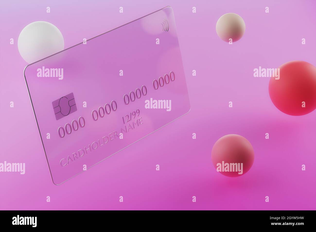 Transparent glass credit card with abstract pattern background. Bank ...