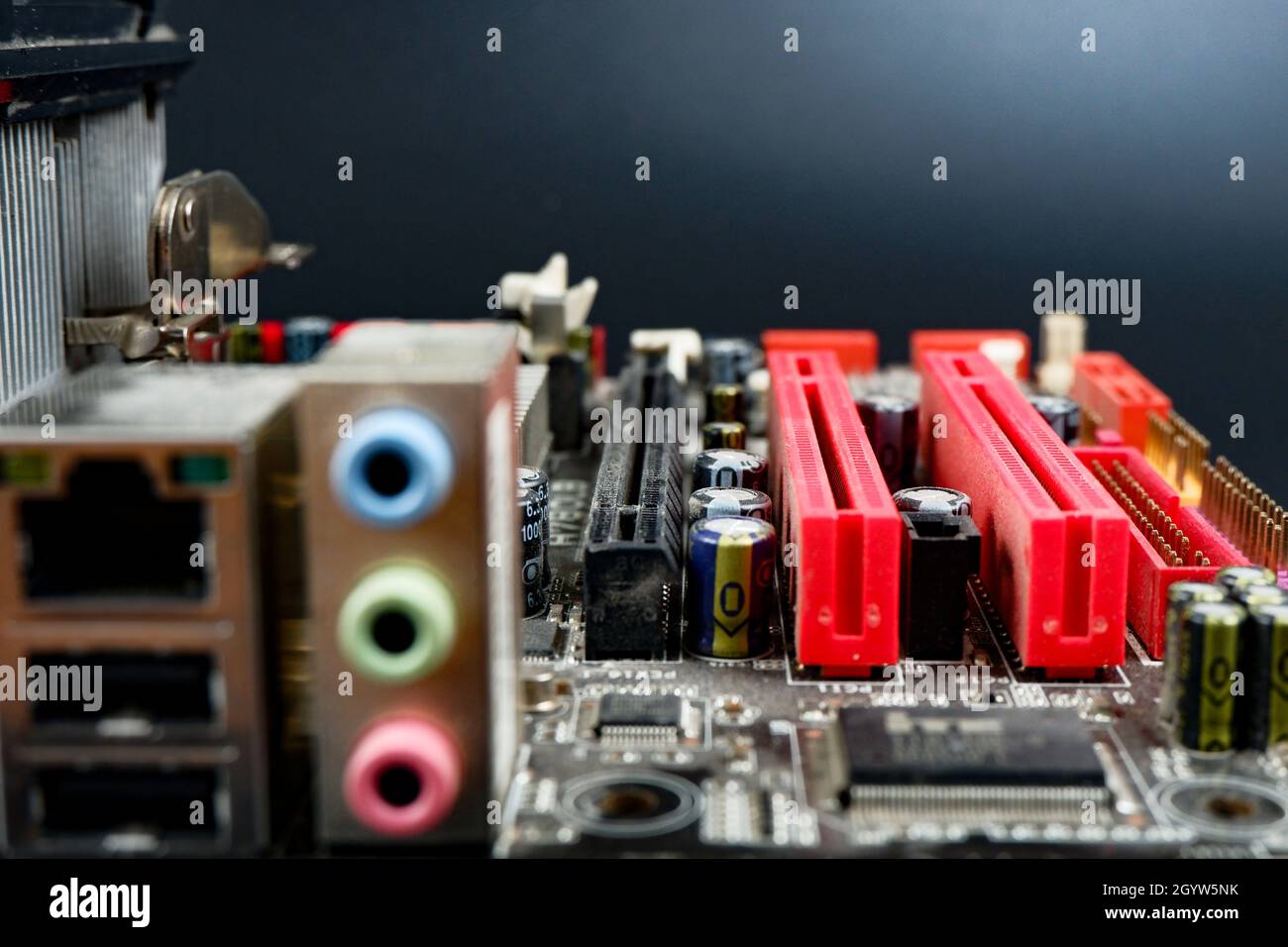 a fragment of the motherboard of a personal computer.information ...