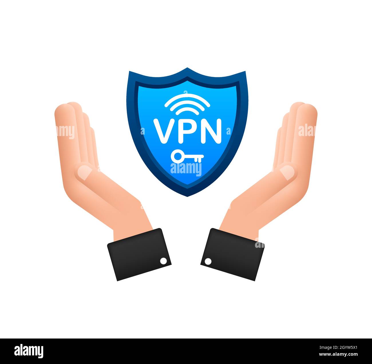 Secure VPN connection concept with hands. Hnads holding vpn sign. Virtual private network ...