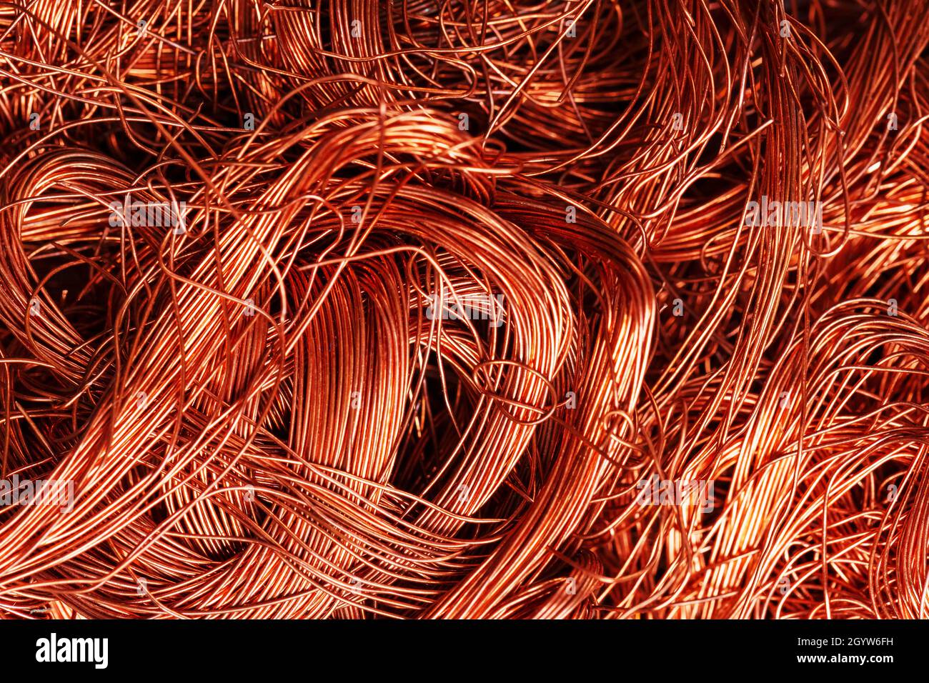Scrap copper wire fibers as a background. Full screen Stock Photo - Alamy