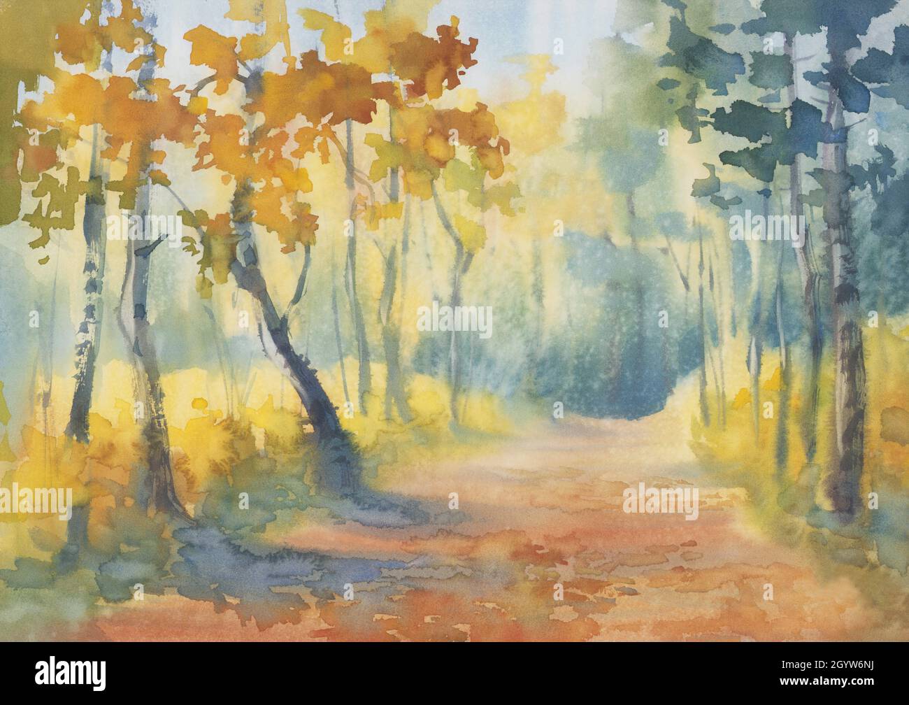 Watercolor landscape path hi-res stock photography and images - Alamy
