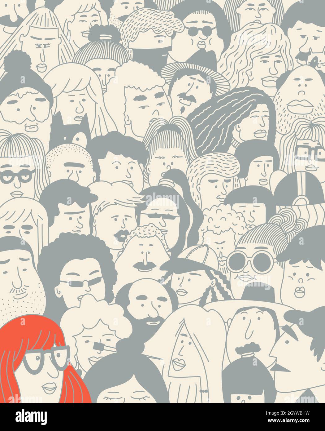 More people poster. Continuous line drawing minimalism design sketch ...