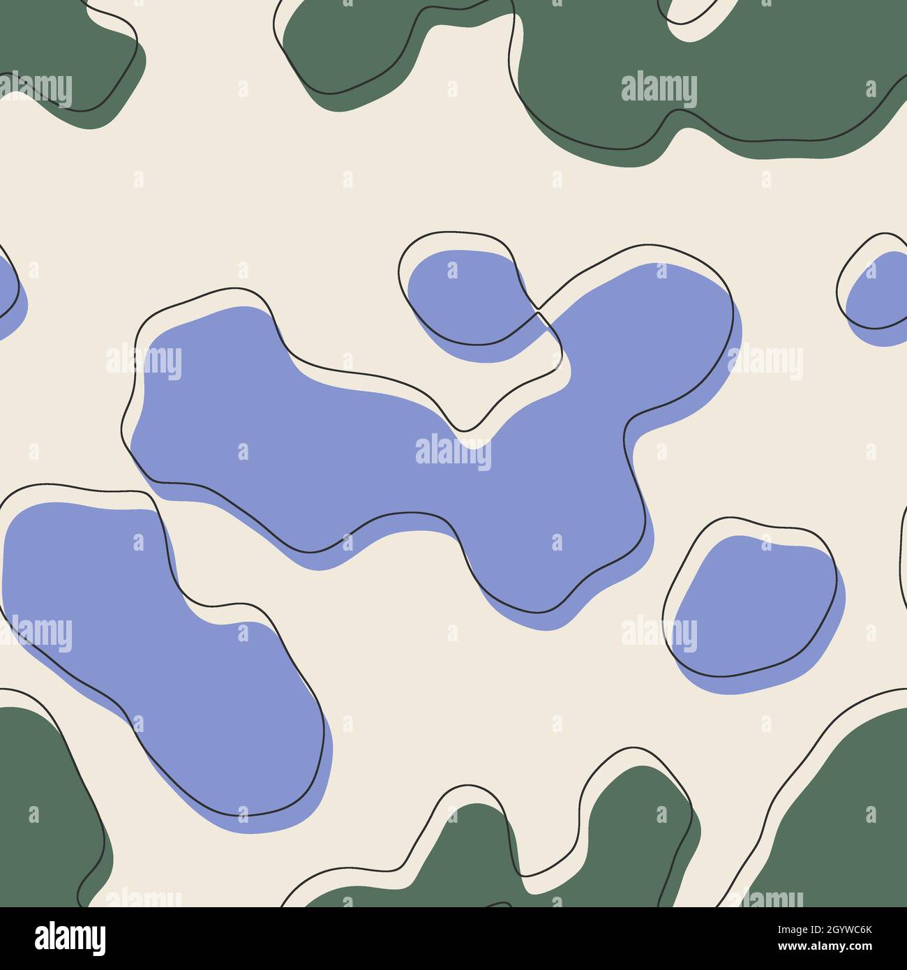 Seamless abstract organic blog shapes in various colors with offset ...