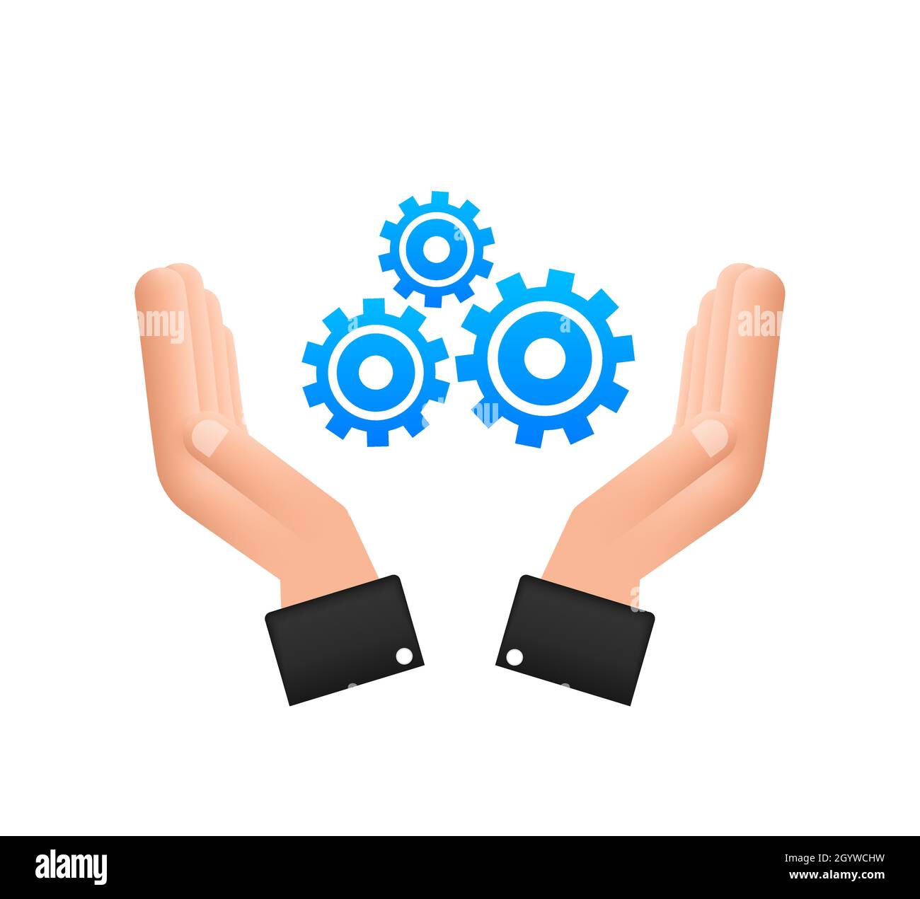 System software update or upgrade concept with hands. Banner new update ...