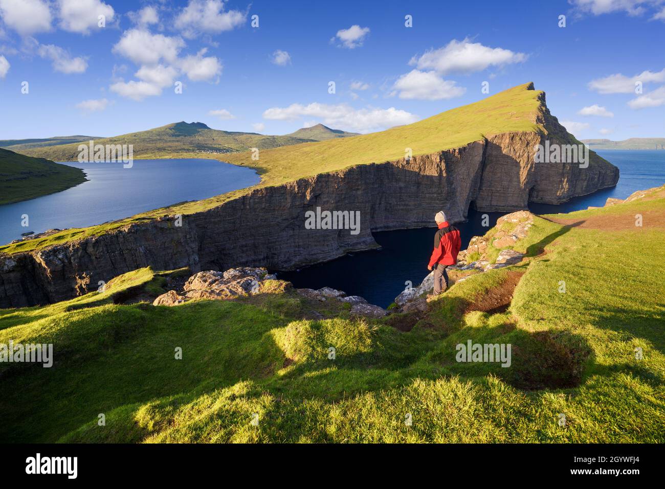 Hiking to Lake Leitisvatn or Sorvagsvatn on Vagar Island, Faroe Islands ...