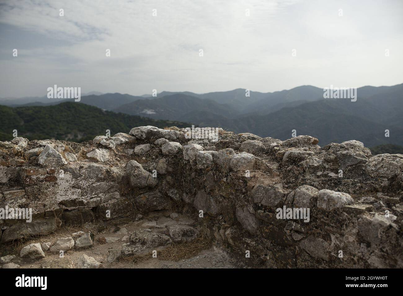 Beautiful view from an abandoned half-ruined castle Stock Photo - Alamy
