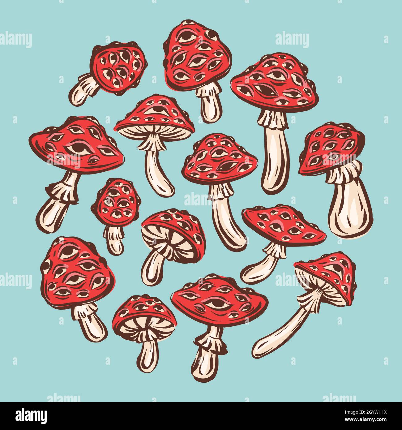 Amanita muscaria poison toxic mushroom illustration Stock Vector Image ...