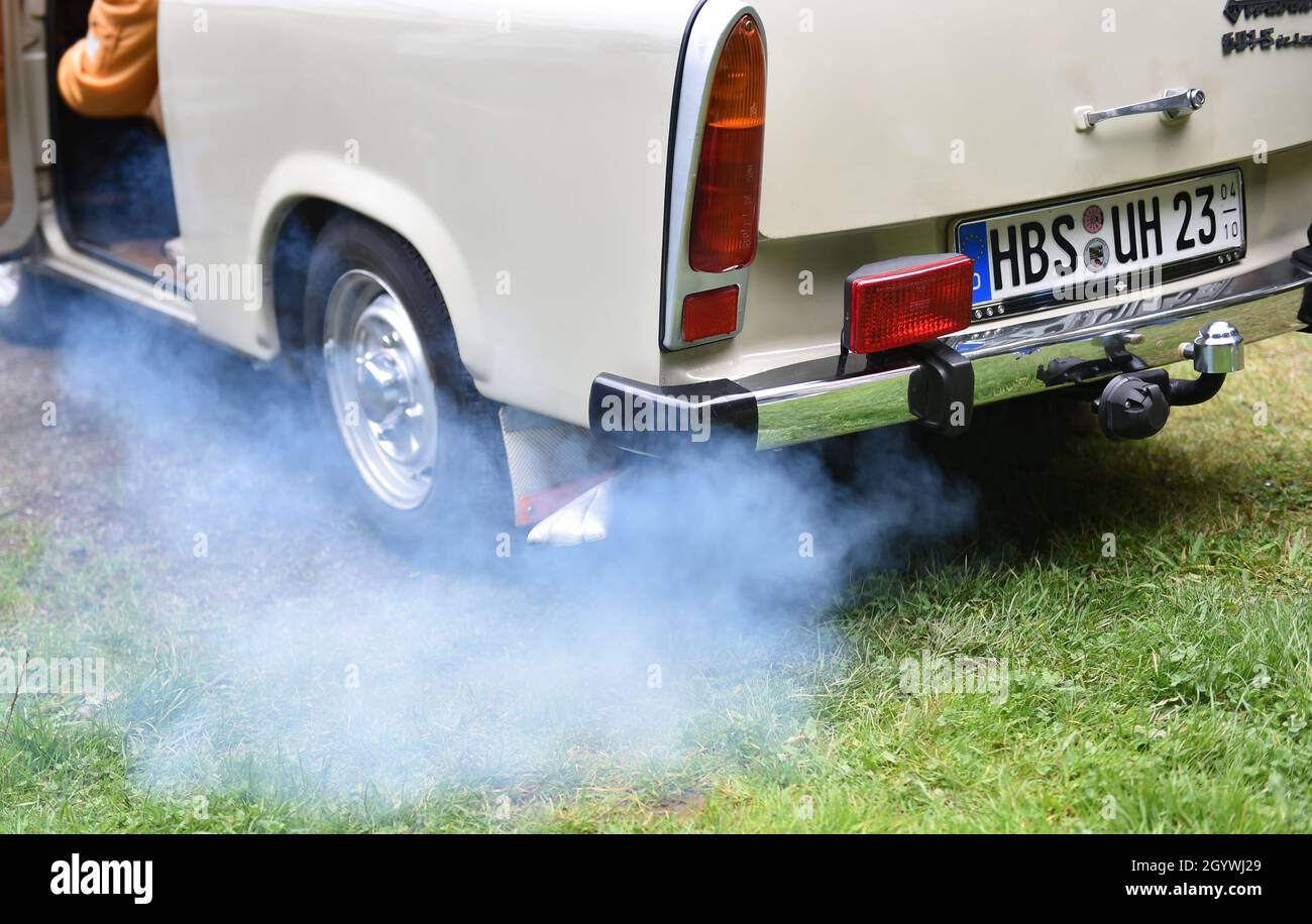 Trabant Makes Smoke Stock Photo - Alamy