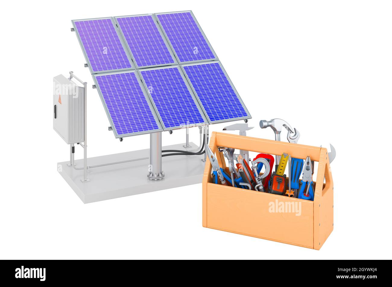 Solar panel with toolbox. Service and repair of solar panel, 3D ...