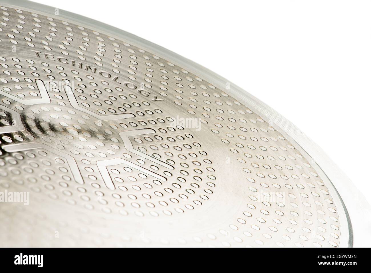 Bottom of induction cookware. Texture of a non-stick induction pan ...
