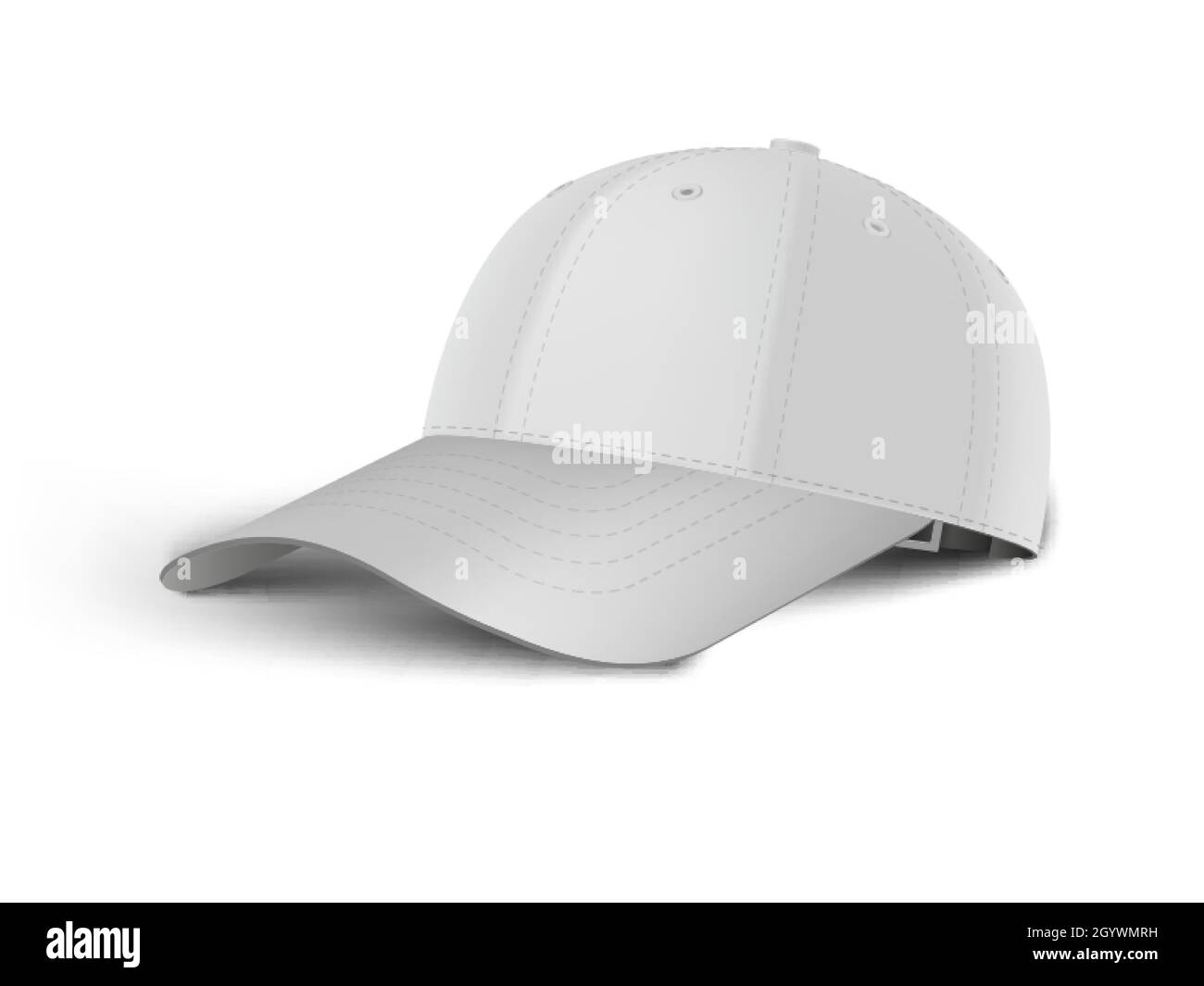 White baseball cap side perspective realistic vector template set Stock ...