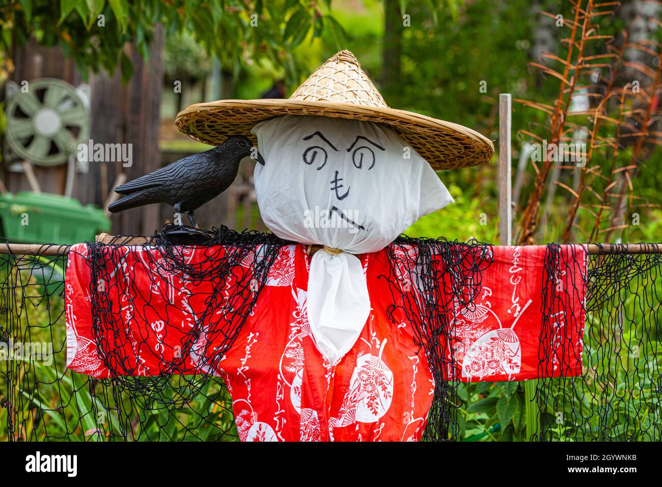 Japanese scarecrow in the garden of the Murakami House in Steveston ...
