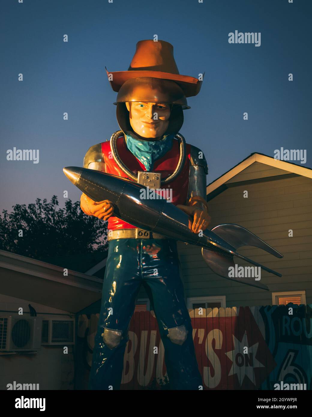 Buck Atom Space Cowboy statue, on Route 66 in Tulsa, Oklahoma Stock ...