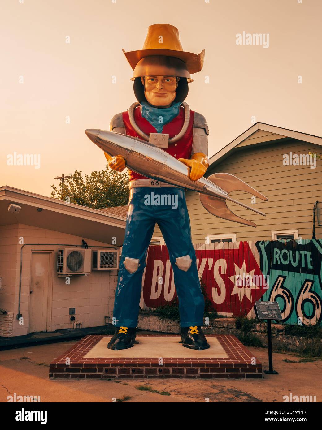 Buck Atom Space Cowboy statue, on Route 66 in Tulsa, Oklahoma Stock ...
